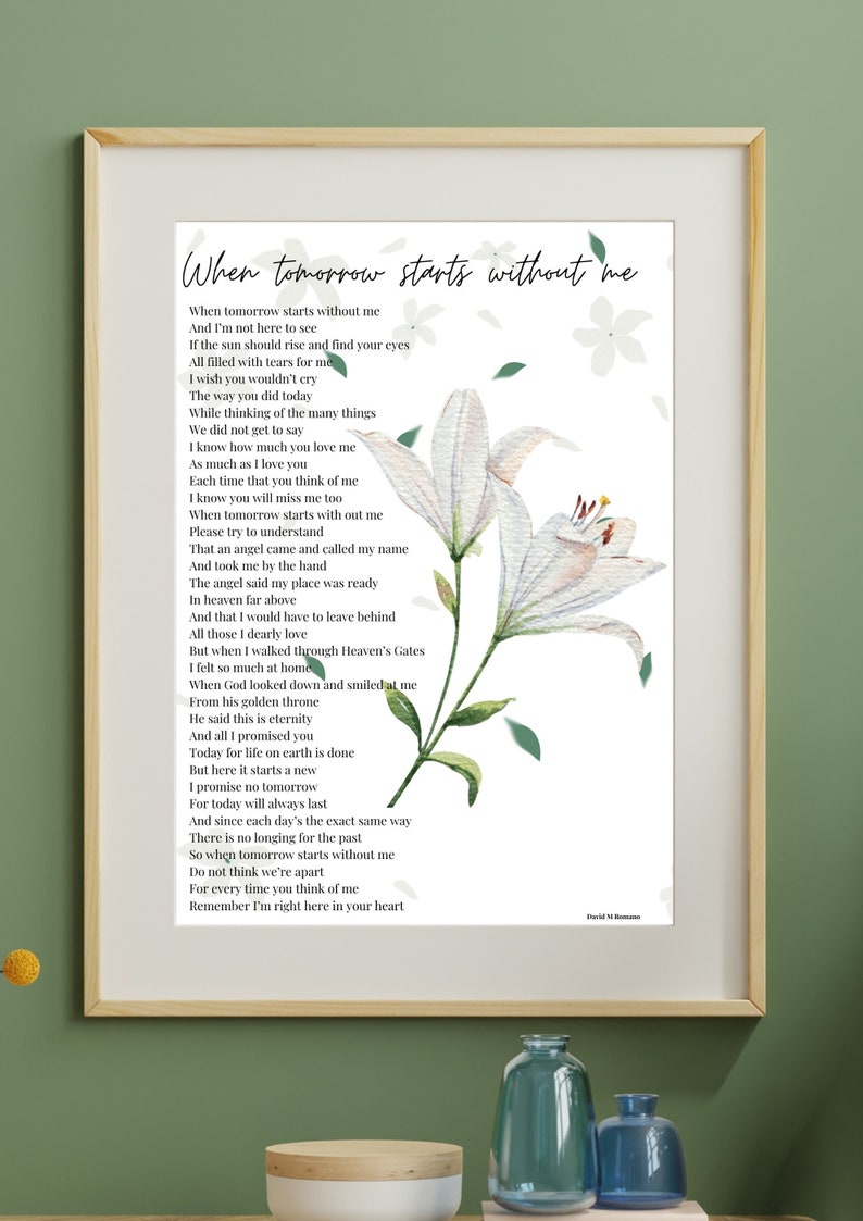 When Tomorrow Starts Without Me - Print - Etsy