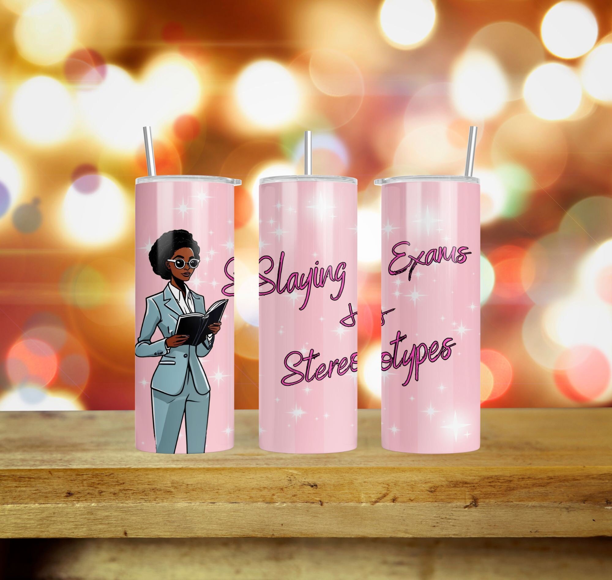 Slaying 20oz Skinny Tumbler Sublimation Black Woman Woman Hustler ...