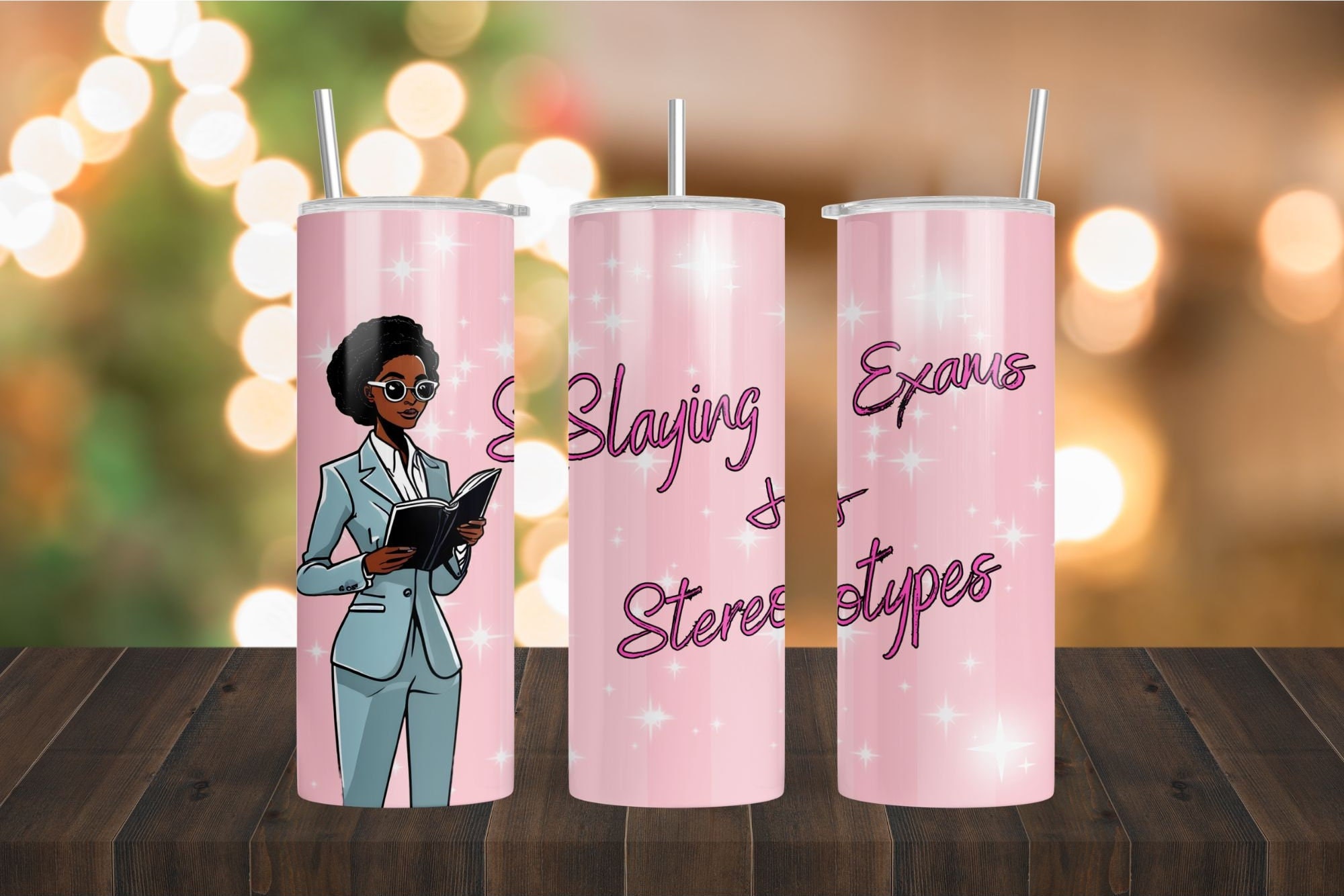 Slaying 20oz Skinny Tumbler Sublimation Black Woman Woman Hustler ...