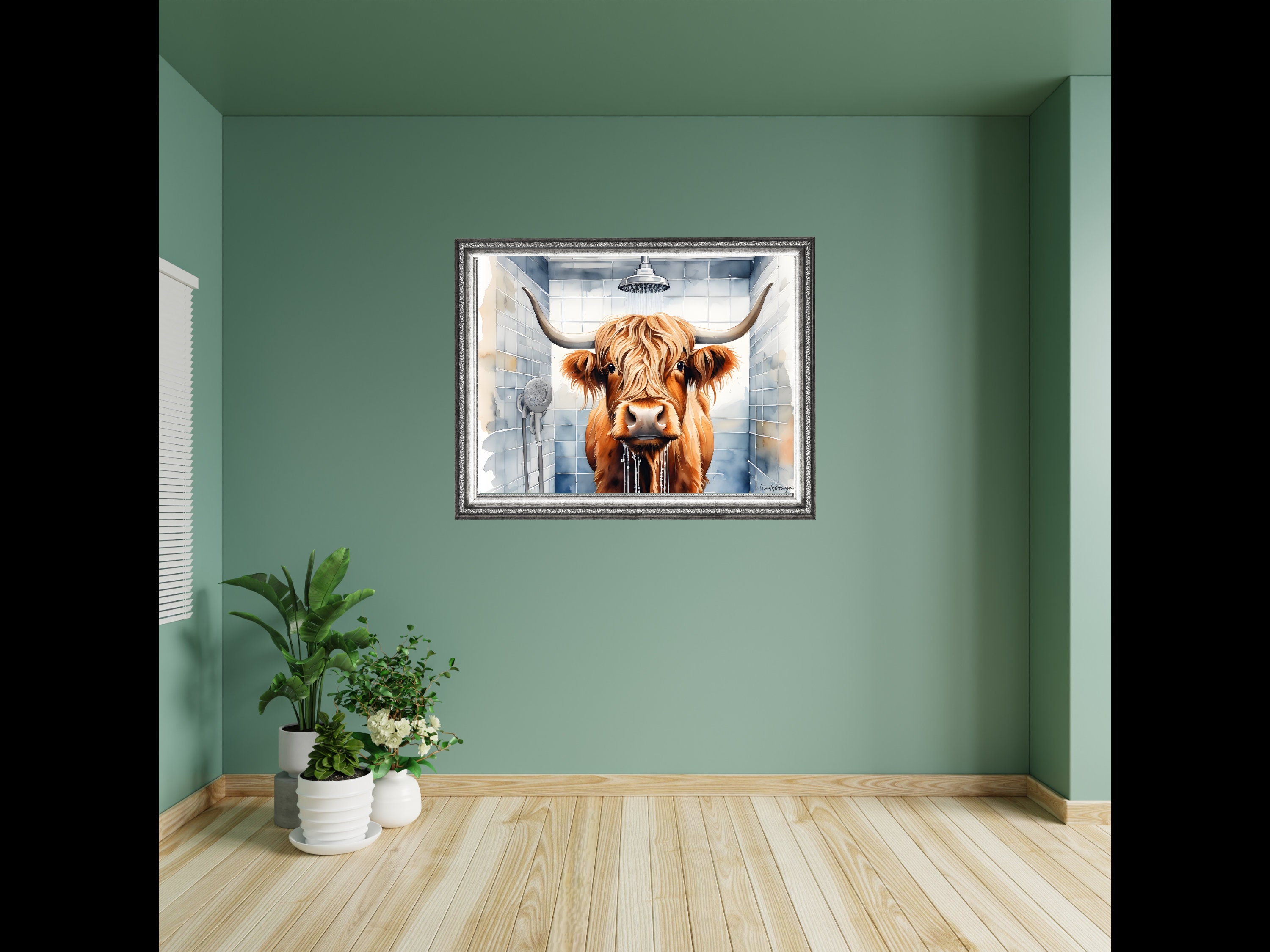 Set of 4 Fun Highland Cow Cow Wall Decor Bathroom Humor - Etsy