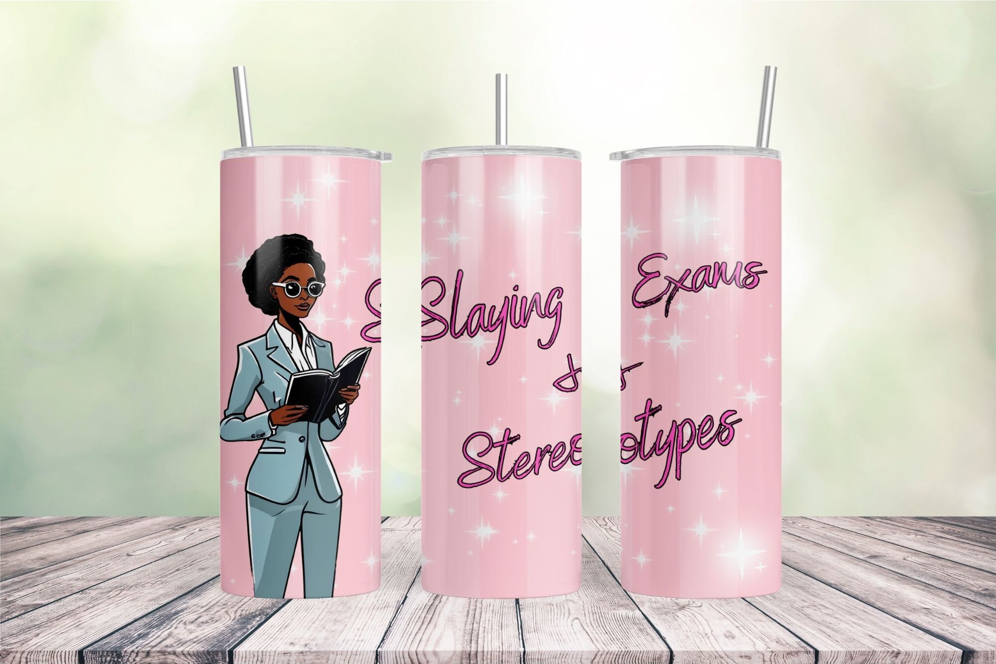 Slaying 20oz Skinny Tumbler Sublimation Black Woman Woman Hustler ...