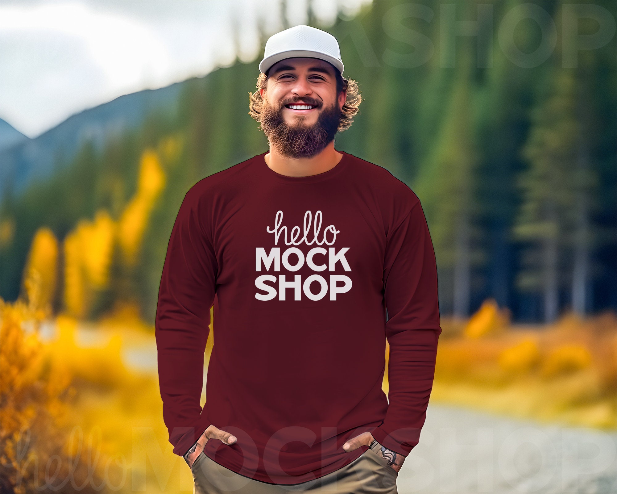 3501 Mockup Maroon | Men Model Mockup | Nature Mockup | 3501 Mockup ...