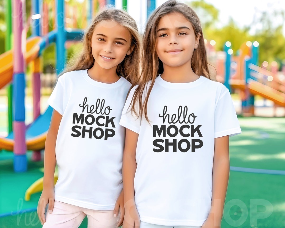 Kid T-shirt Mock up | 2 Kids Mockup | 3001y Mock up | 2 Tshirt Mockup ...