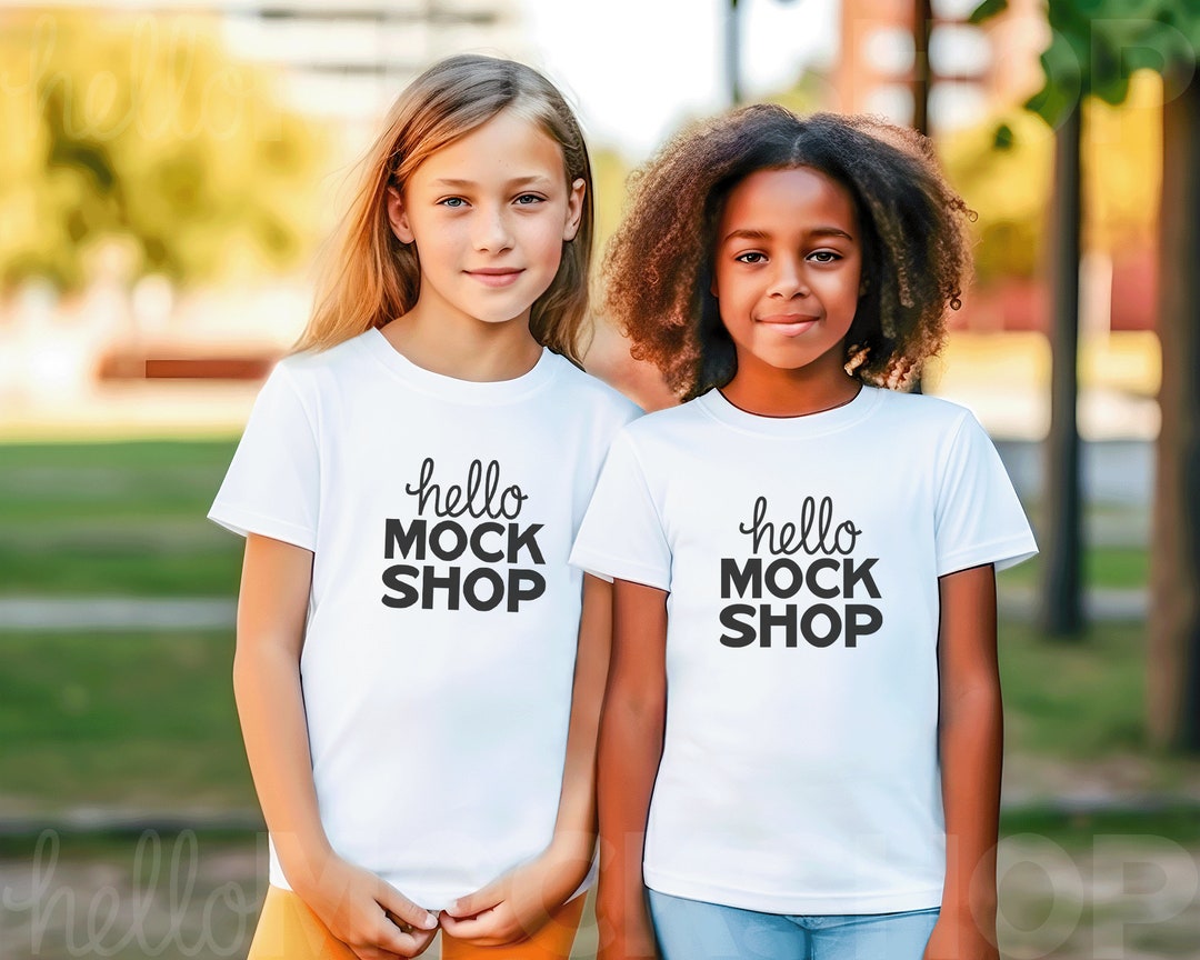 Kid Tshirt Mock up | 3001y Mock up | 2 Kids Mockup | Kids Model Mockup ...