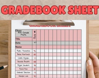 Printable Teacher Gradebook Sheet: Pastel Classroom Organizer (PDF ...