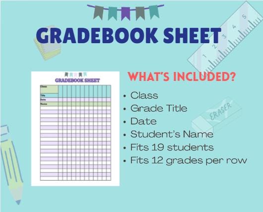 Printable Teacher Gradebook Sheet: Pastel Classroom Organizer (PDF ...