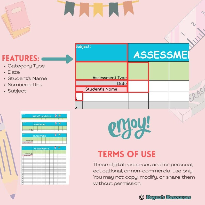 Printable Teacher Gradebook Templates: Classroom Assessment ...