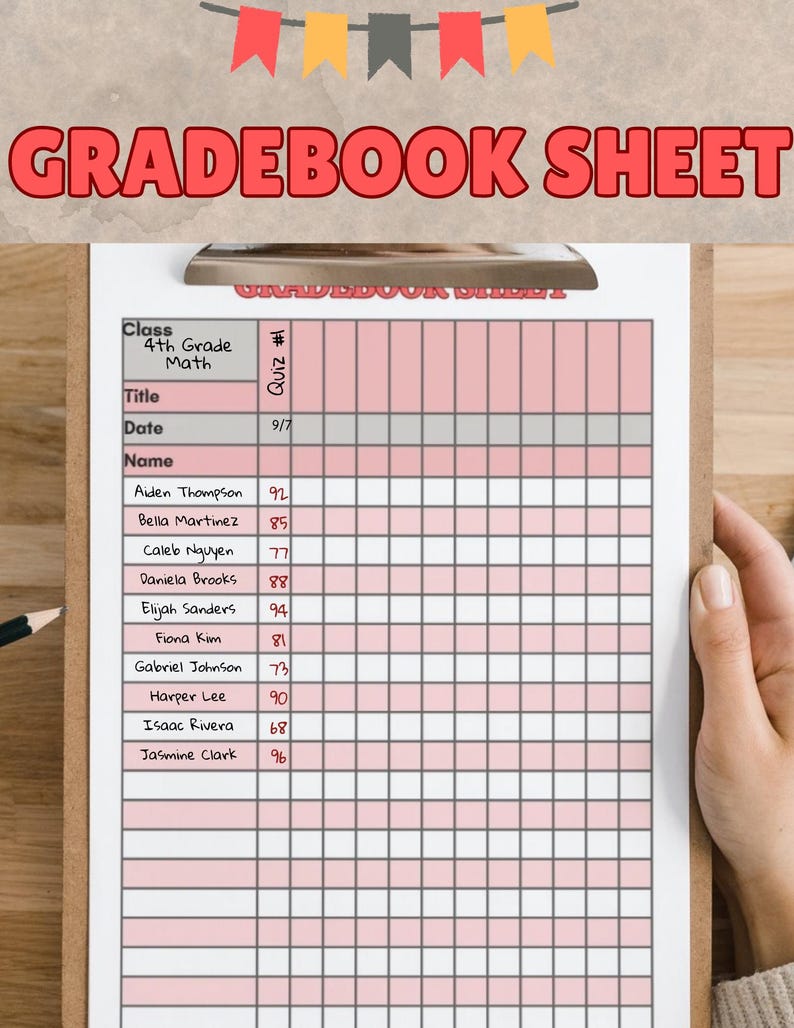 Printable Teacher Gradebook Sheet: Classroom Organizer (PDF Download) - Etsy