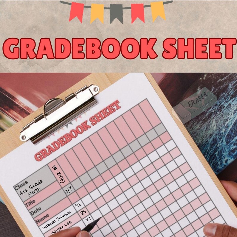 Printable Teacher Gradebook Sheet: Classroom Organizer (PDF Download ...