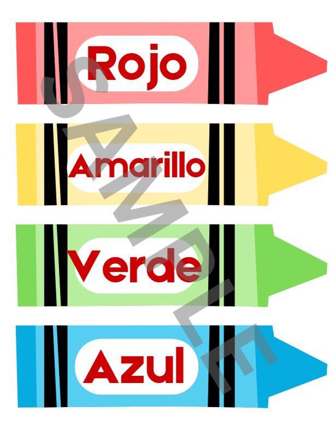 Bilingual Color Labels Printable | English & Spanish Crayon Colors ...