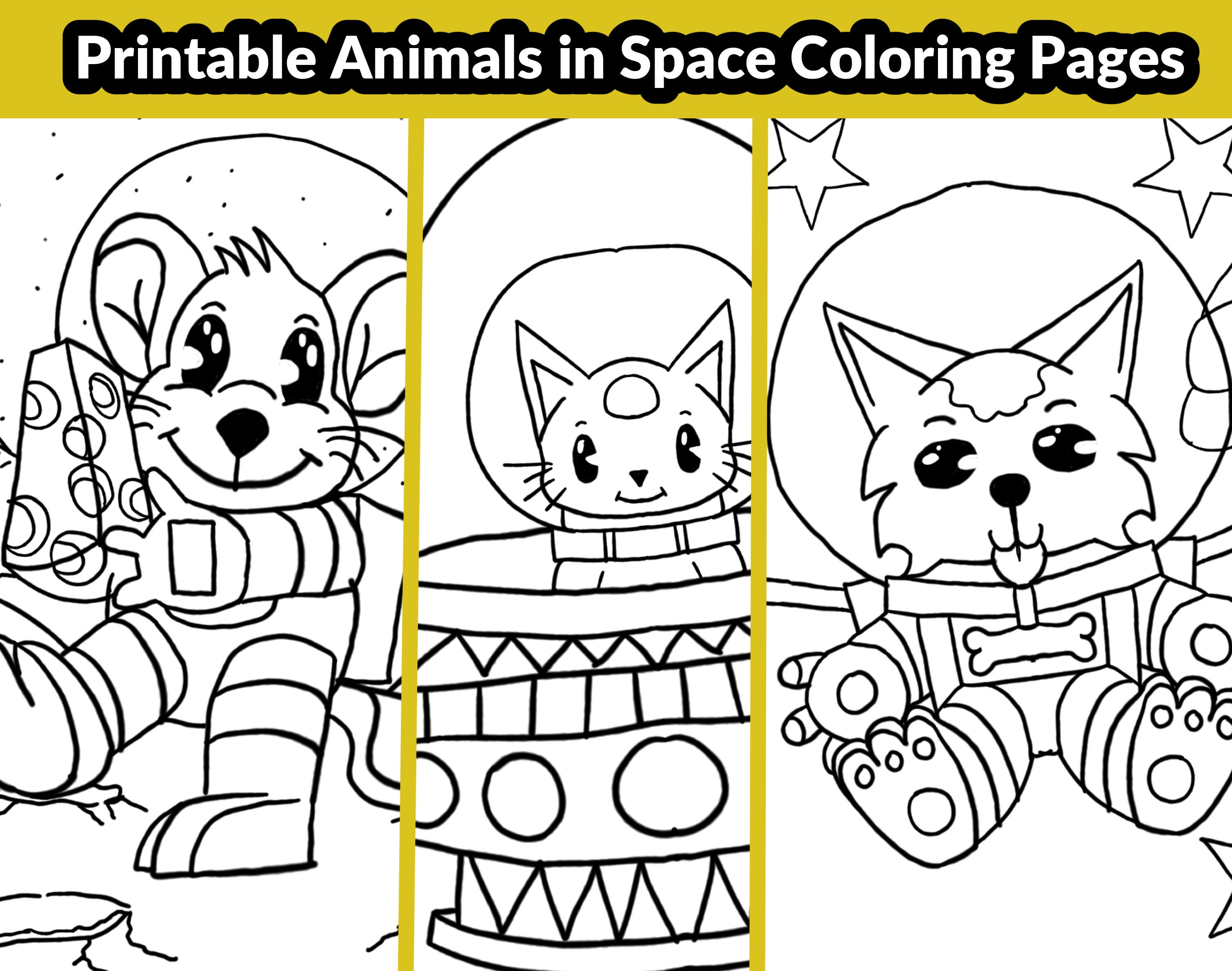 Coloring Sheet for Kid Cute Animal in Space for Kid Original Coloring ...