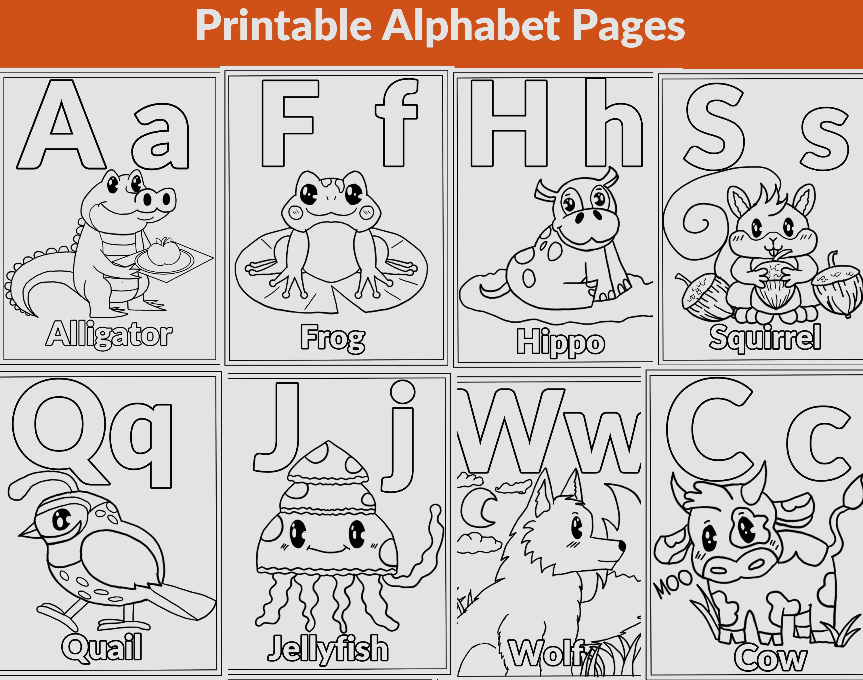 Printable Coloring Page Alphabet Coloring Pages Cute Animal Printable ...
