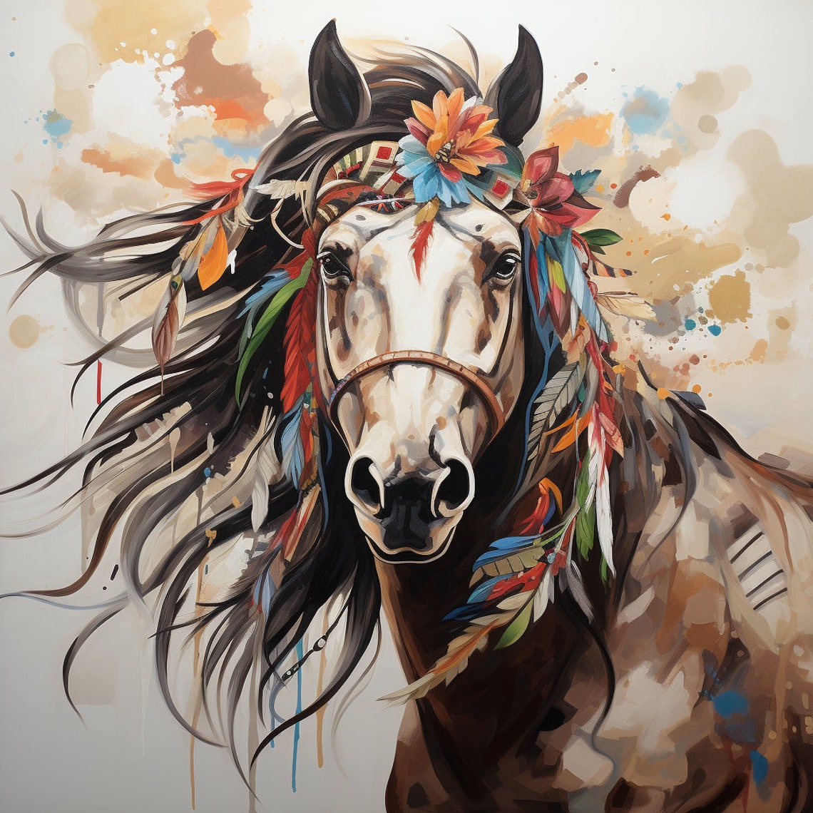 Bohemian Horse Cross Stitch Pattern Instant PDF Download Abstract Horse ...