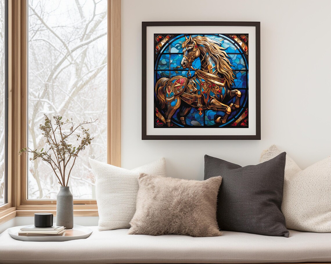 Beautiful Carousel Horse Stained Glass Cross Stitch Pattern With ...