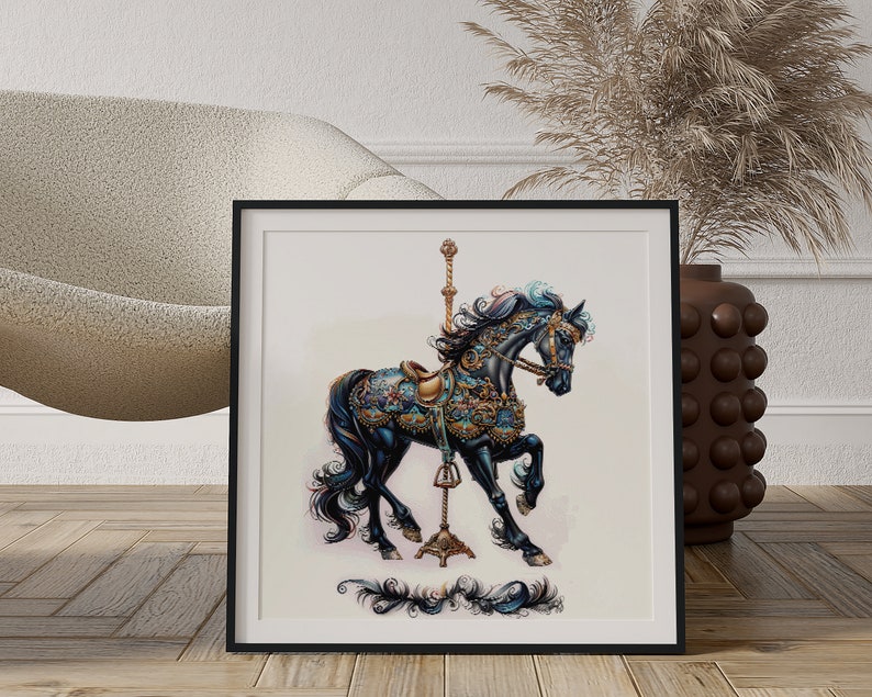 Beautiful Rainbow Carousel Horse Counted Cross Stitch Pattern Instant ...