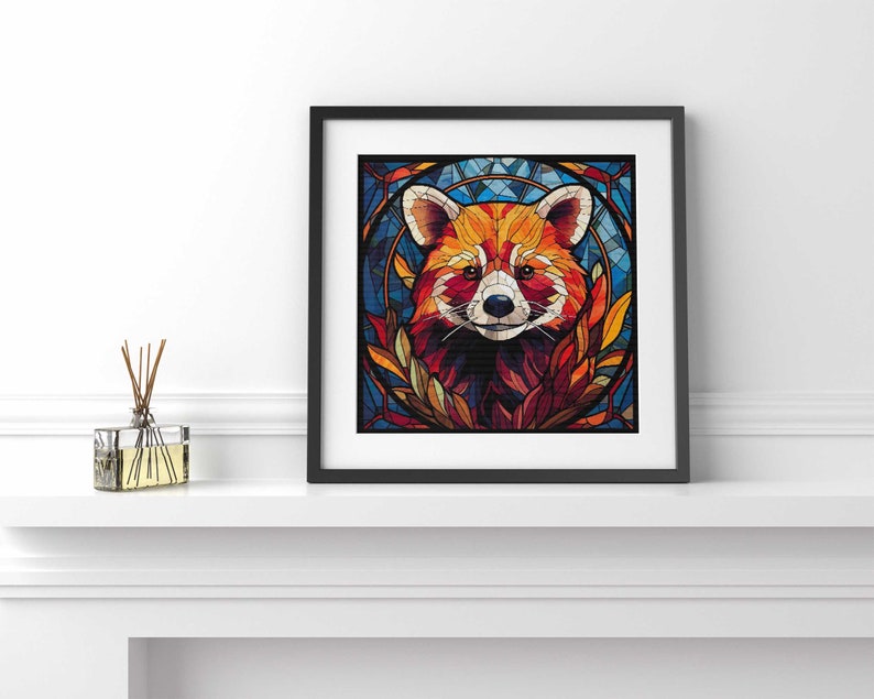Red Panda in Stained Glass Cross Stitch Pattern Instant PDF Download - Etsy