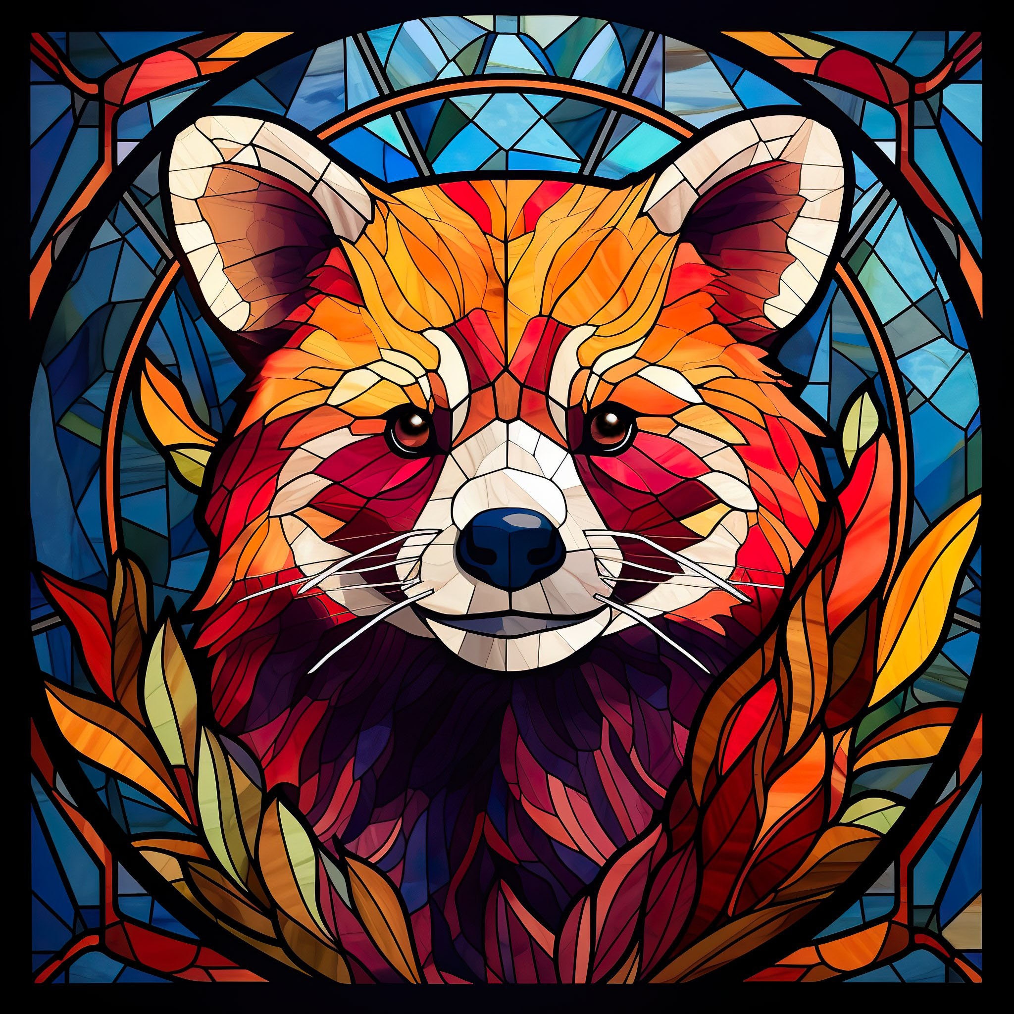 Red Panda in Stained Glass Cross Stitch Pattern Instant PDF Download - Etsy