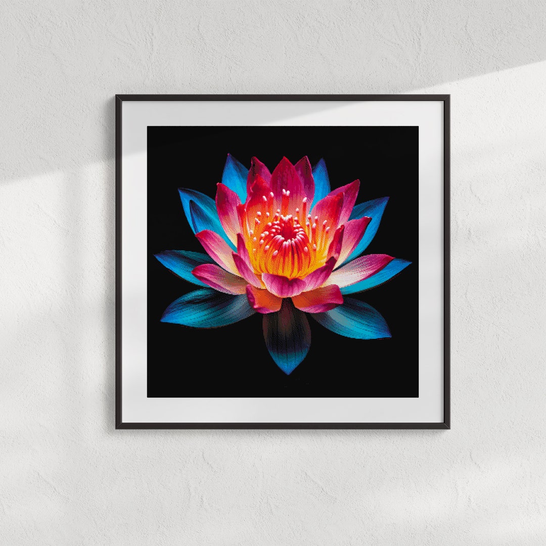 Lotus Flower Digital Cross Stitch Pattern Instant PDF Download Gorgeous ...