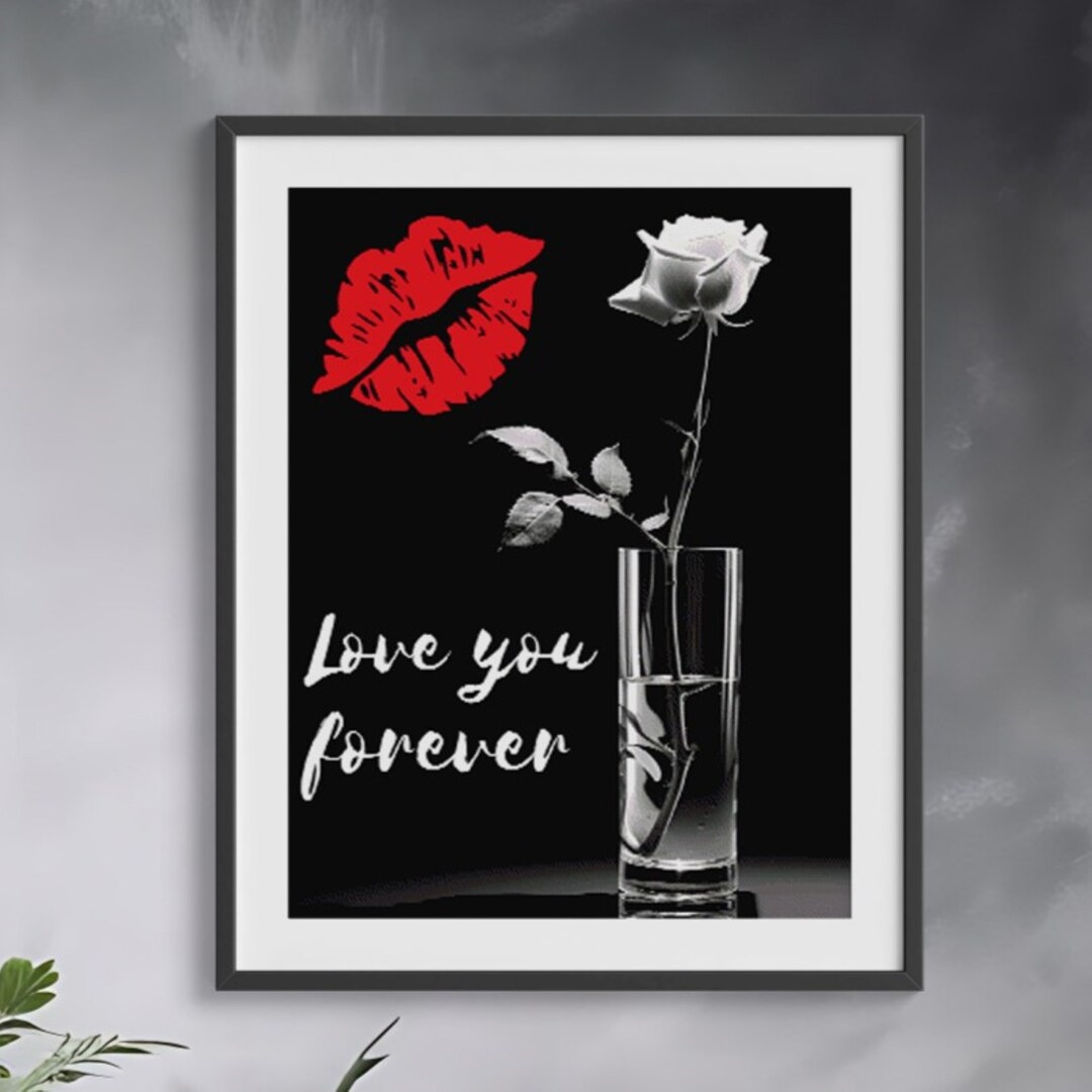 Romantic White Rose Cross Stitch Pattern Instant PDF Download Love You ...