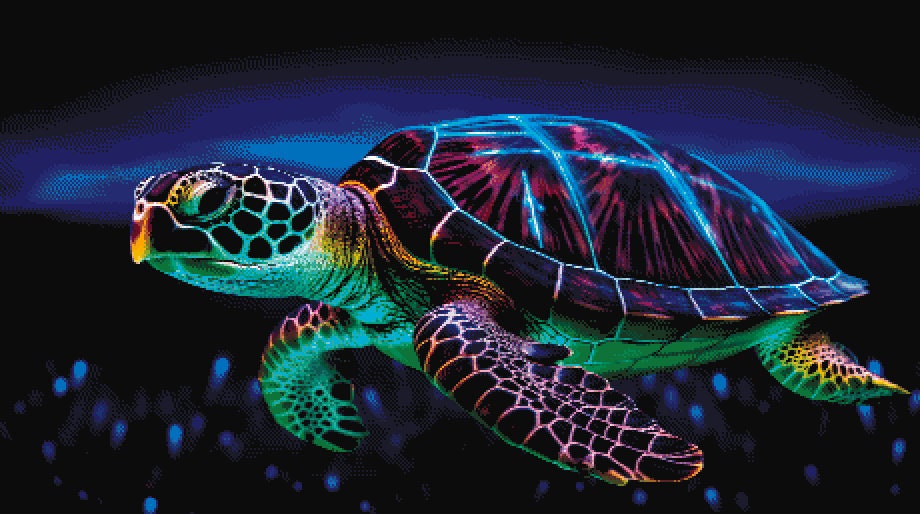 Sea Turtle Brilliant Jewel Colors Digital Cross Stitch Pattern Instant ...