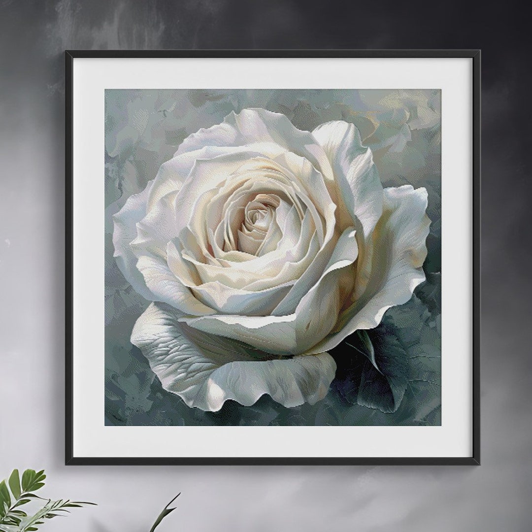White Rose Abstract, Digital Counted Cross Stitch Pattern, Instant PDF ...