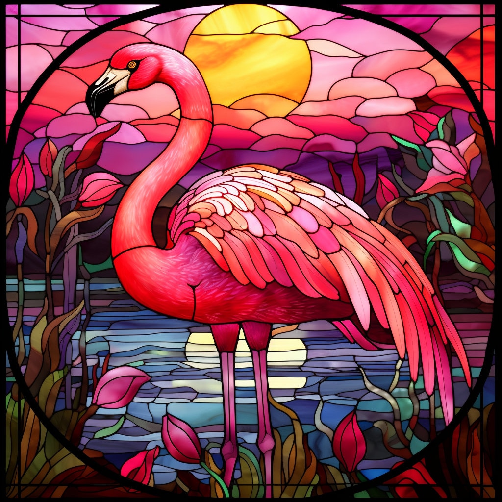 Flamingo Stained Glass Cross Stitch Pattern, Instant PDF Download ...