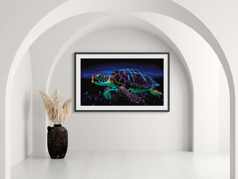 Sea Turtle Brilliant Jewel Colors Digital Cross Stitch Pattern Instant ...