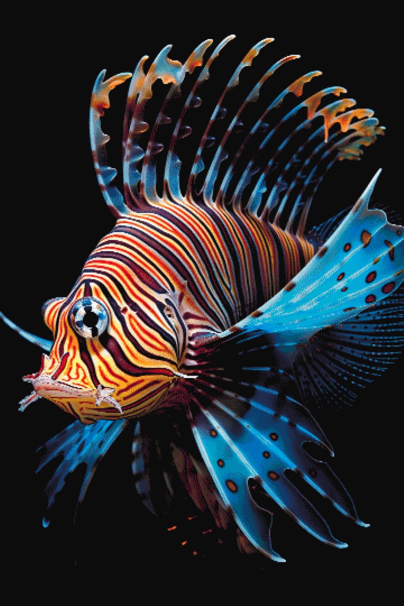 Lion Fish I Counted Cross Stitch Pattern Instant PDF Download Brilliant ...