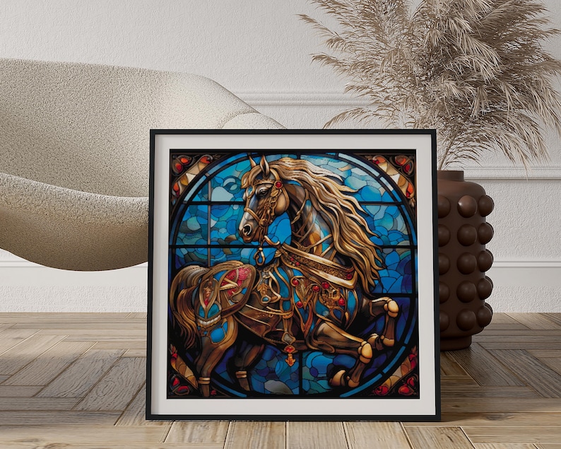 Beautiful Carousel Horse Stained Glass Cross Stitch Pattern With ...