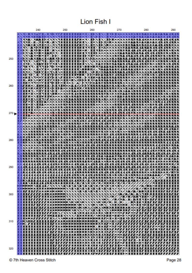 Lion Fish I Counted Cross Stitch Pattern Instant PDF Download Brilliant ...