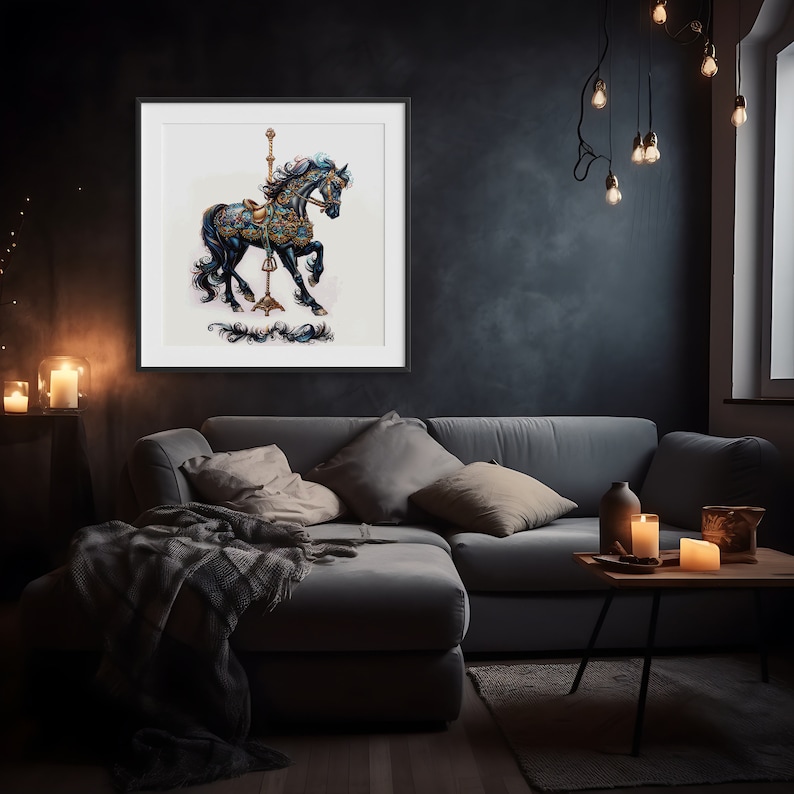 Beautiful Rainbow Carousel Horse Counted Cross Stitch Pattern Instant ...