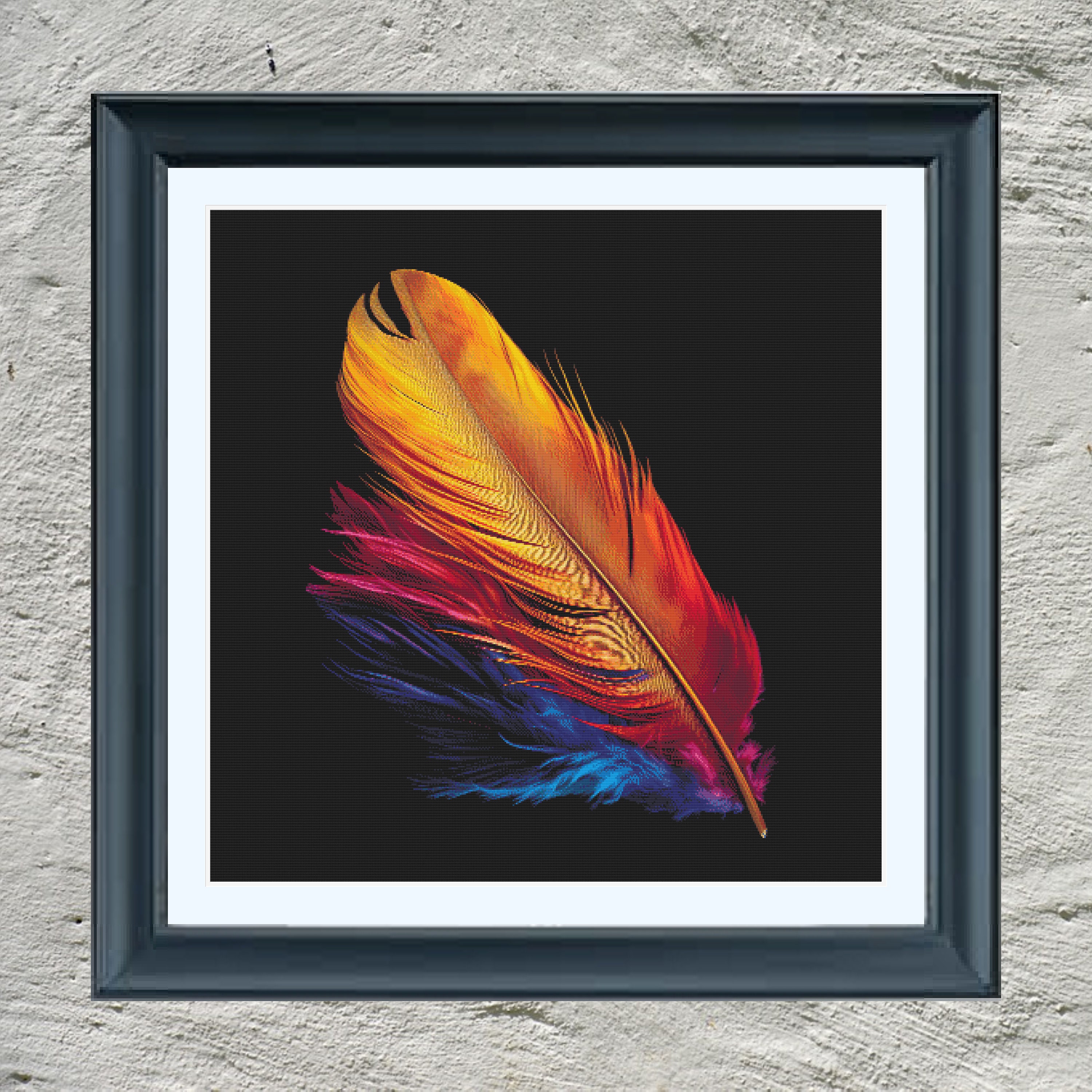 Rainbow Feather Cross Stitch Pattern Instant PDF Download Bird Feather ...