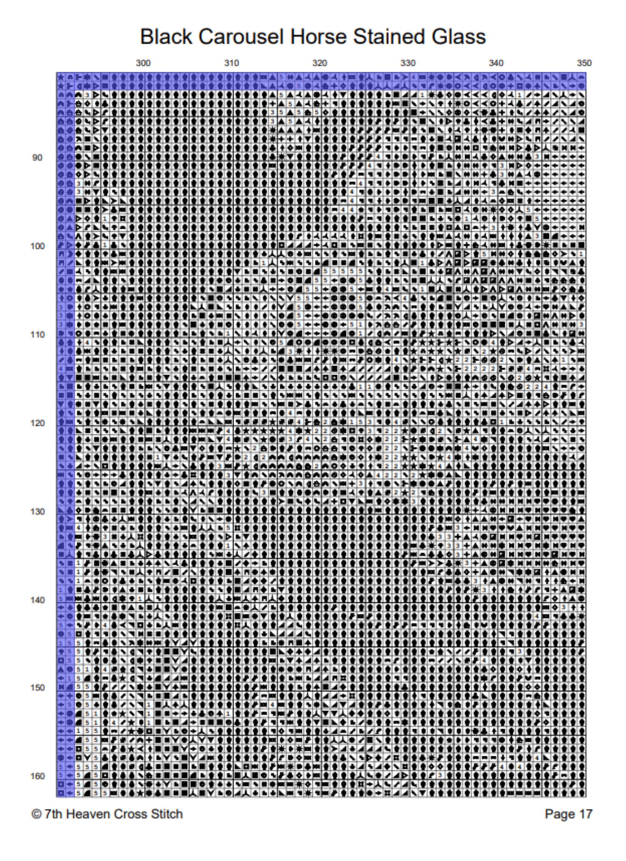 Black Carousel Horse Stained Glass Cross Stitch Pattern Instant PDF ...