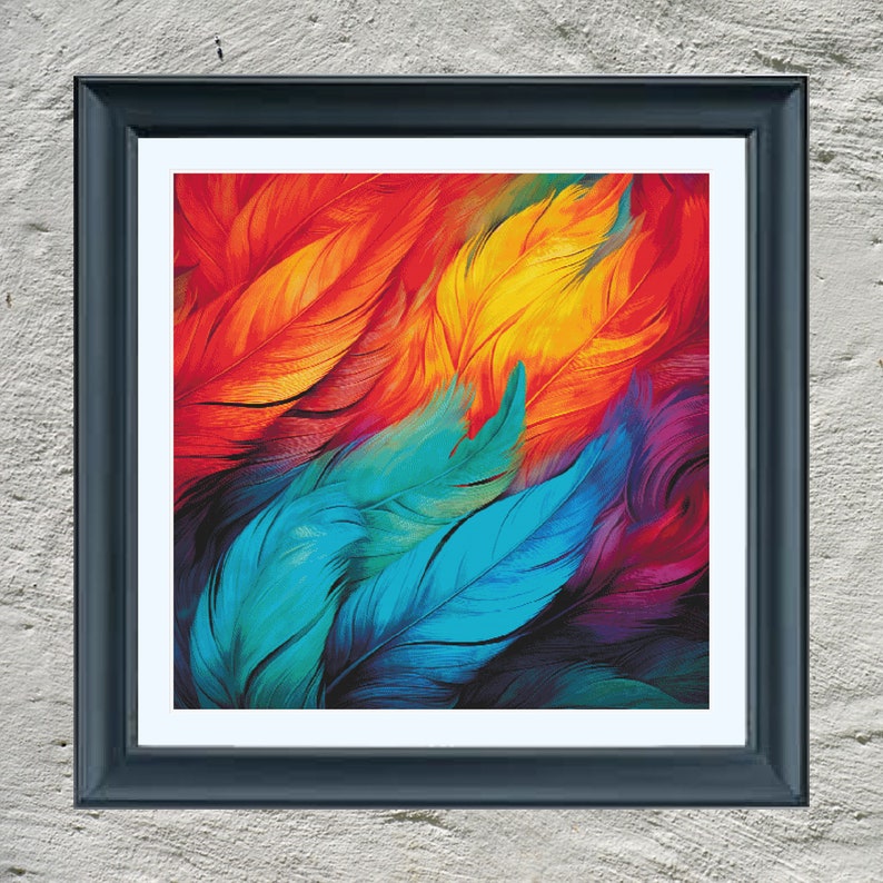 Feathers Cross Stitch Pattern Instant PDF Download Brilliant Colors - Etsy