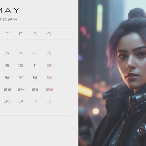 Cyberpunk Calendar 2024 Hyperrealistic Female Graphics - Etsy