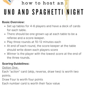 Editable PTA Flyer for Spaghetti and Uno Night With Instructions - Etsy