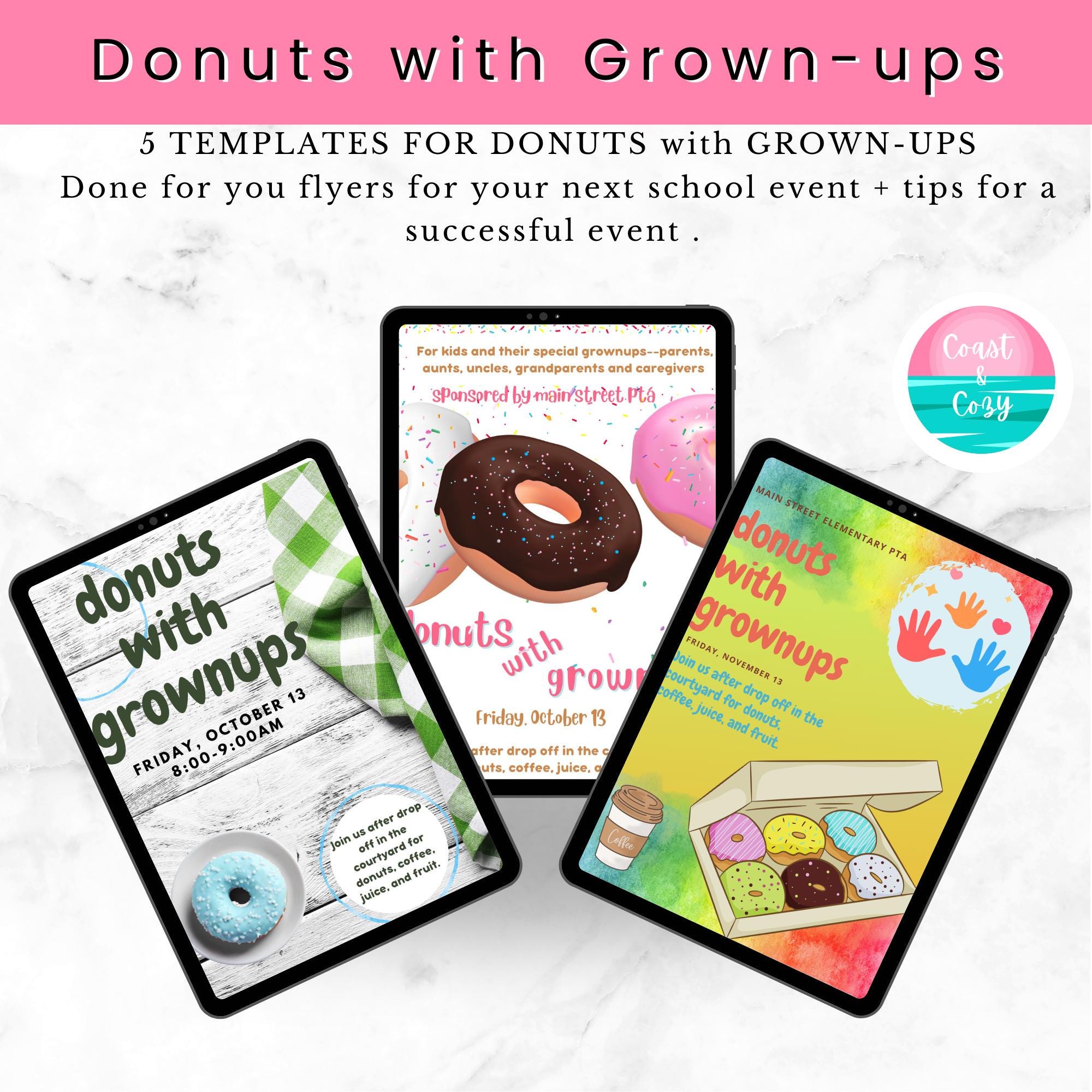 Editable PTA Flyer Template, PTA Events, Donuts With Grownups, Canva ...