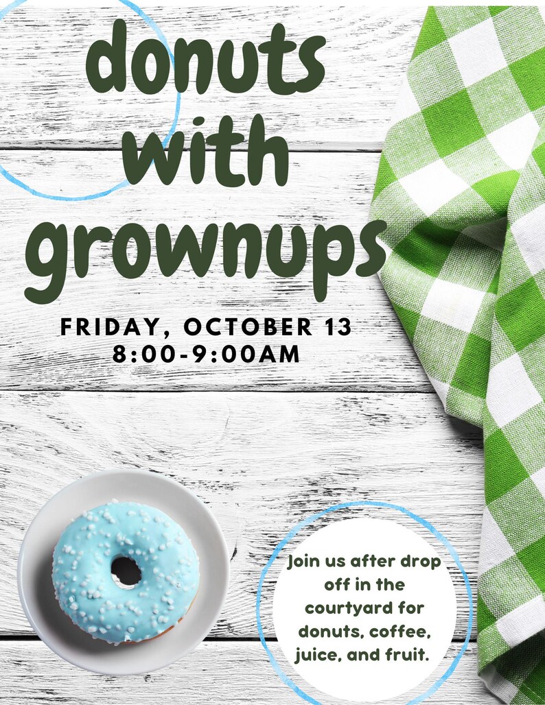 Editable PTA Flyer Template, PTA Events, Donuts With Grownups, Canva ...