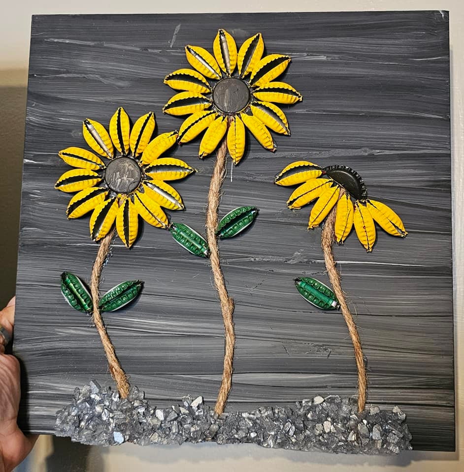 Sunflower Bottle Cap Art - Etsy