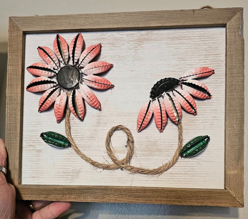 Sunflower Bottle Cap Art Two Flowers - Etsy