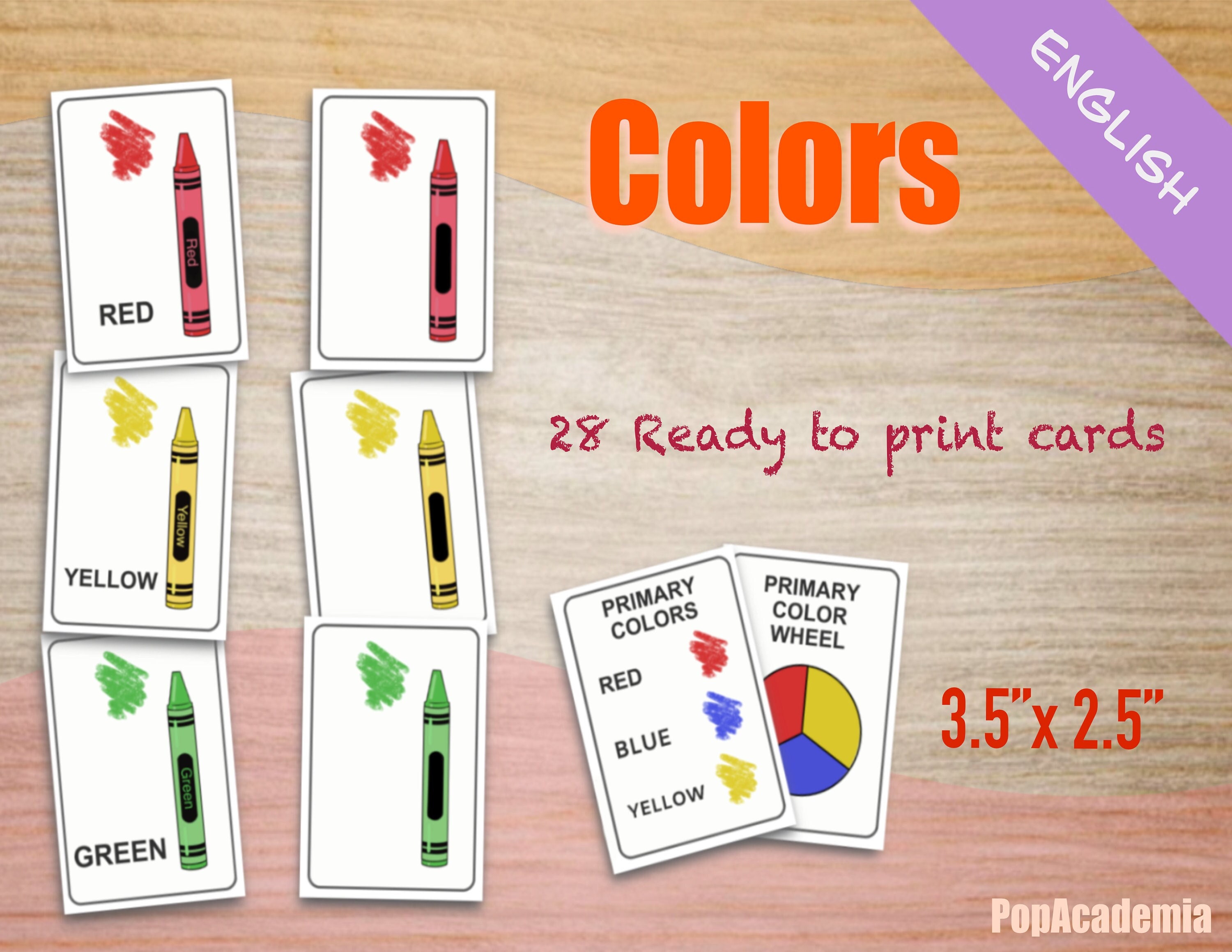 12 Colors Plus Bonus Color Wheel, Digital Download, Printable Flash ...