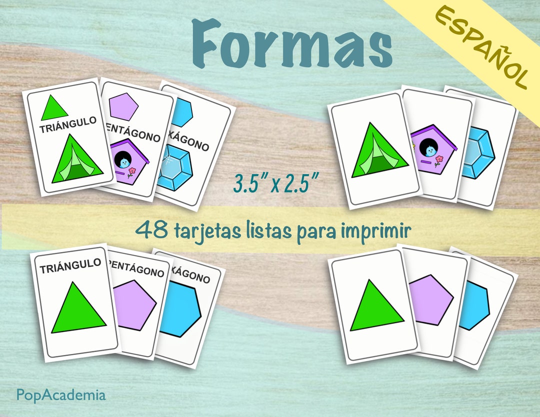 12 Formas Tarjetas Educativas En Español Descarga Digital - Etsy