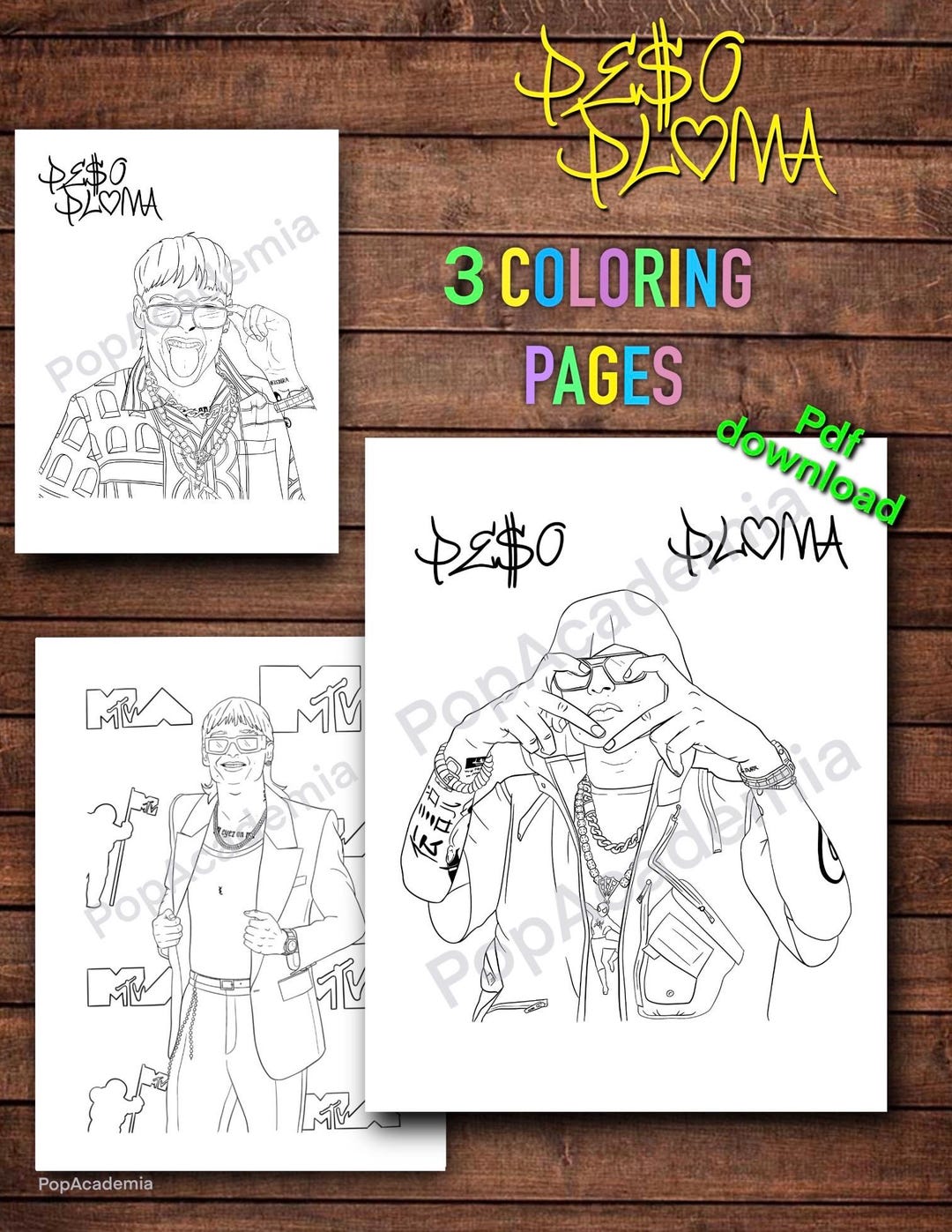 Peso Pluma, 3 Coloring Pages, Printable Pdf/ 3 Páginas De Colorear ...