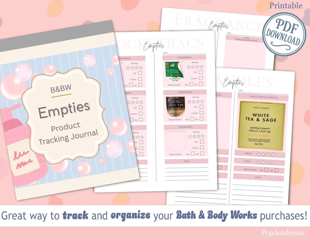 Bath & Body Works Empties Tracker, Product Review Journal (PDF) - Etsy