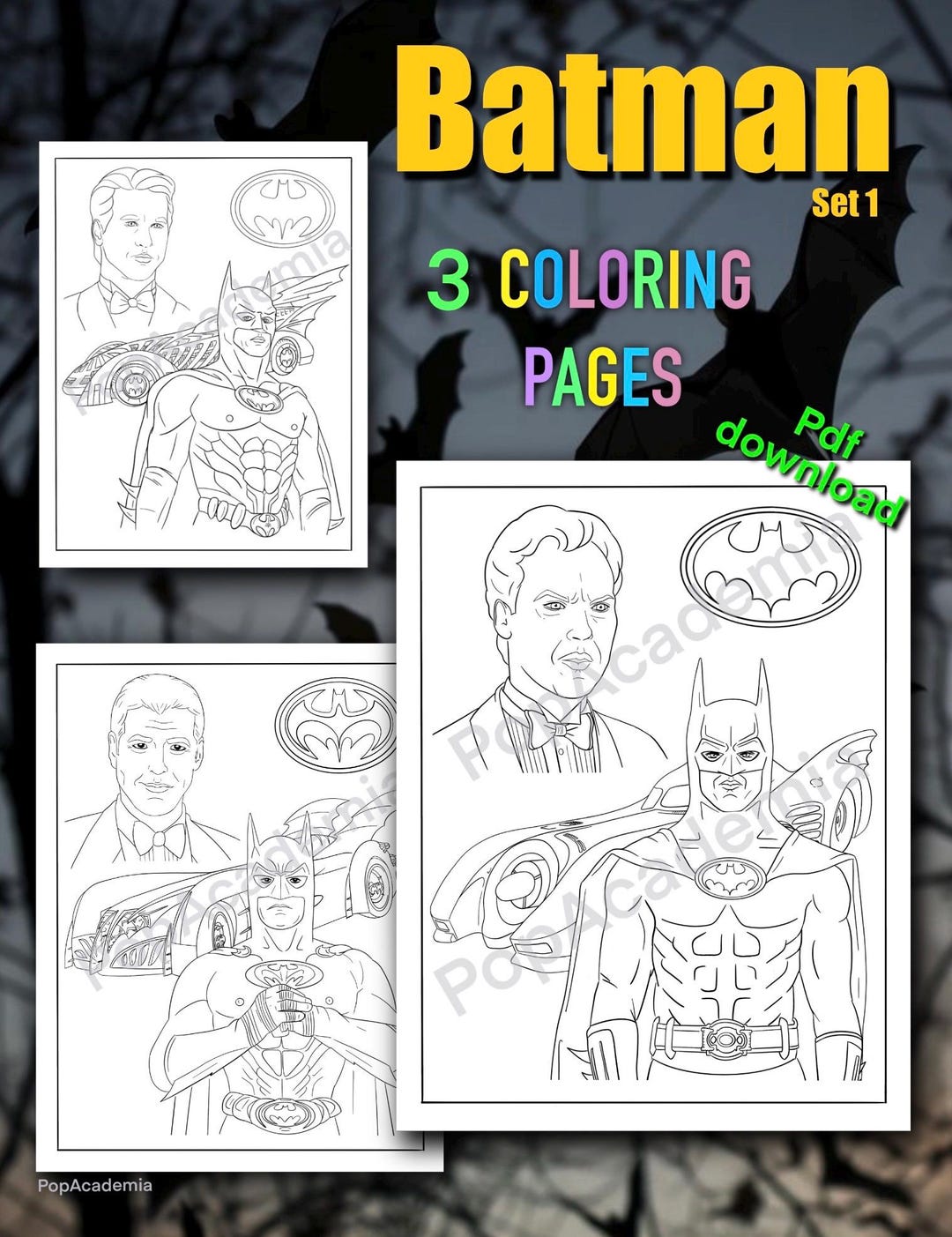 Batman 3 Coloring Pages, Printable Pdf Download/michael Keaton,val ...