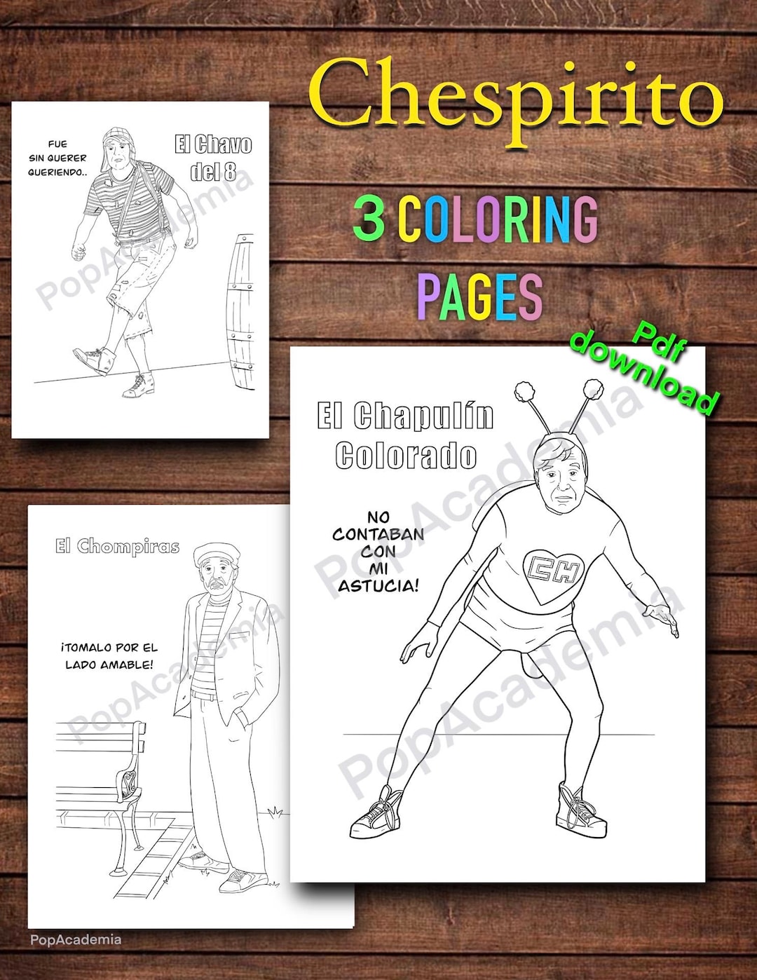 El Chapulín Colorado, El Chavo, El Chompiras, 3 Coloring Pages ...