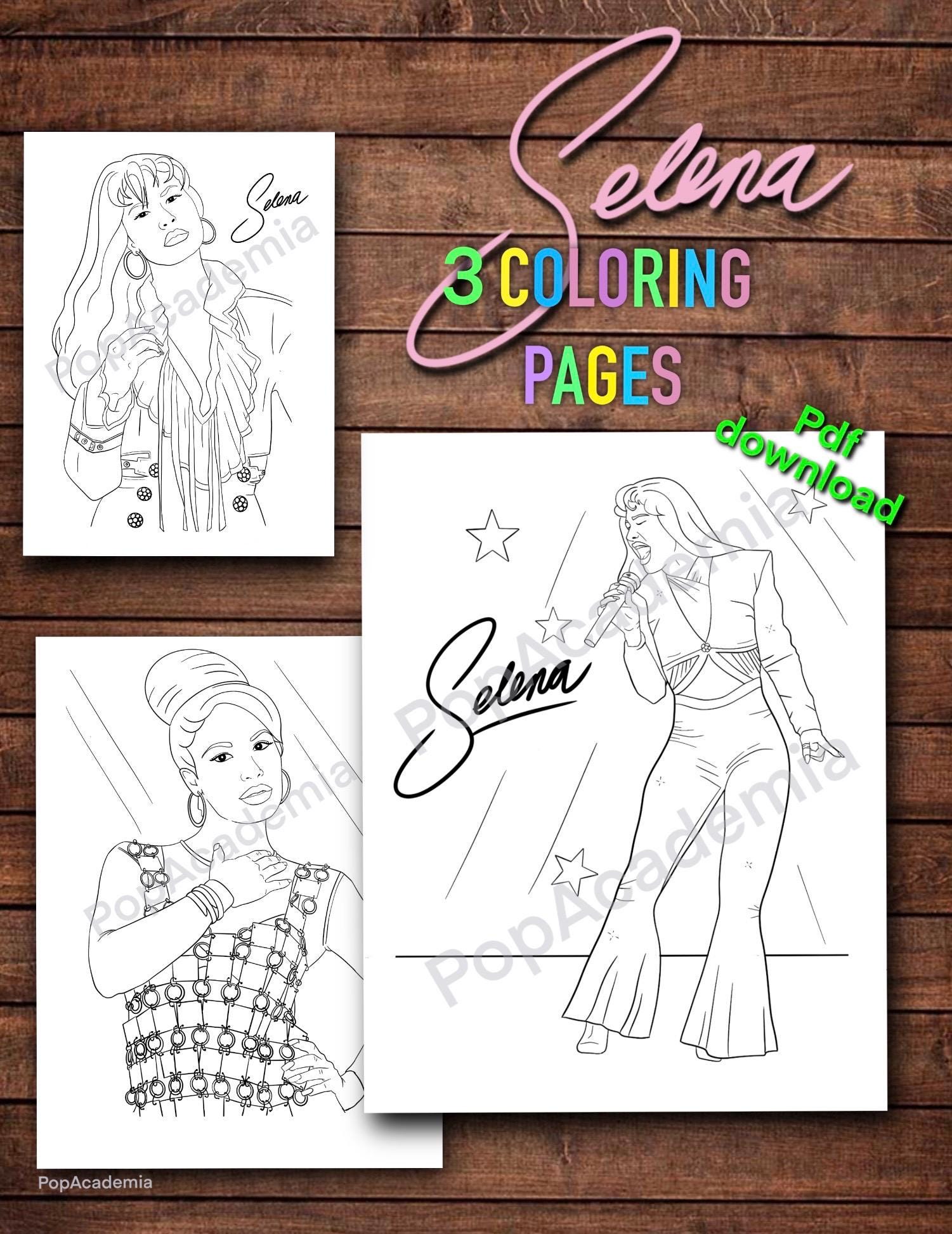 Selena Inspired 3 Coloring Pages, Printable Pdf/ 3 Páginas De Colorear ...