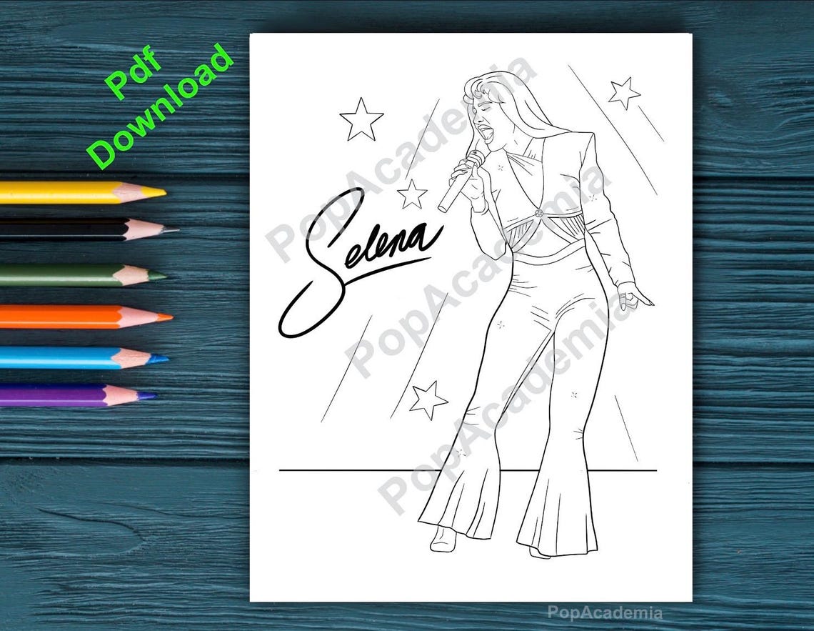 Selena Inspired 3 Coloring Pages, Printable Pdf/ 3 Páginas De Colorear ...