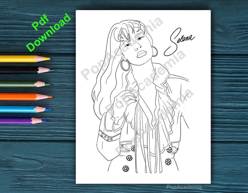Selena Inspired 3 Coloring Pages, Printable Pdf/ 3 Páginas De Colorear ...