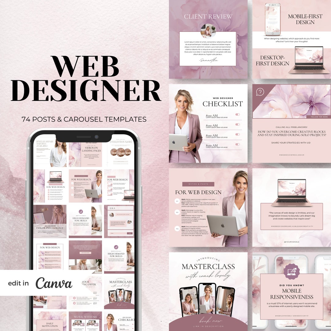 74 Web Design Posts and Carousel Instagram Social Media Templates ...